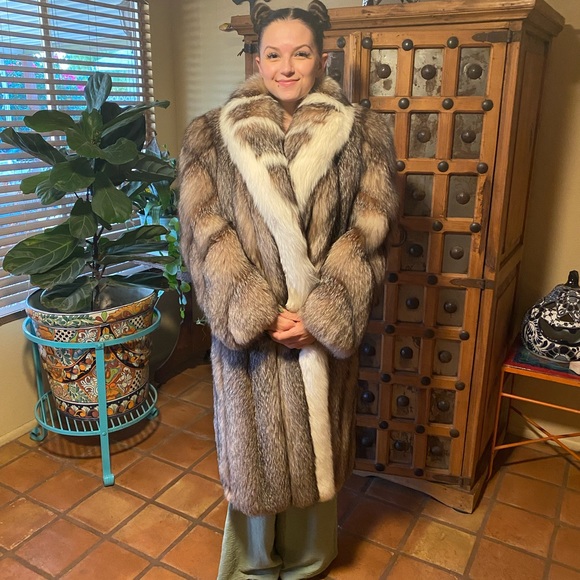 Jackets & Coats | Magnificent Full Length Artic Fox Grey Fox Fur Coat ...